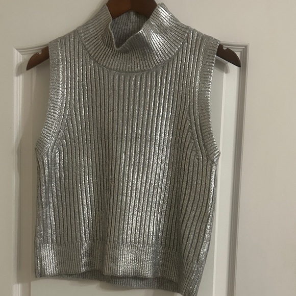 Vigoss | Sweaters | Vigoss Silver Sleeveless Turtleneck Sweater | Poshmark